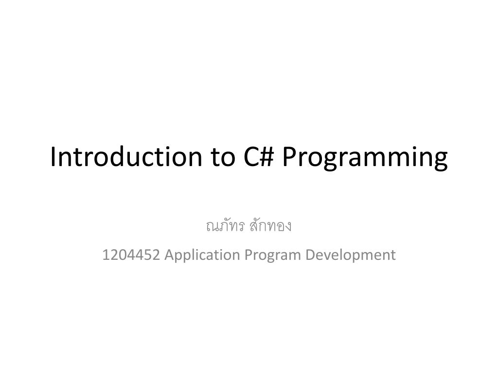 PPT - Introduction to C# Programming PowerPoint Presentation, free ...