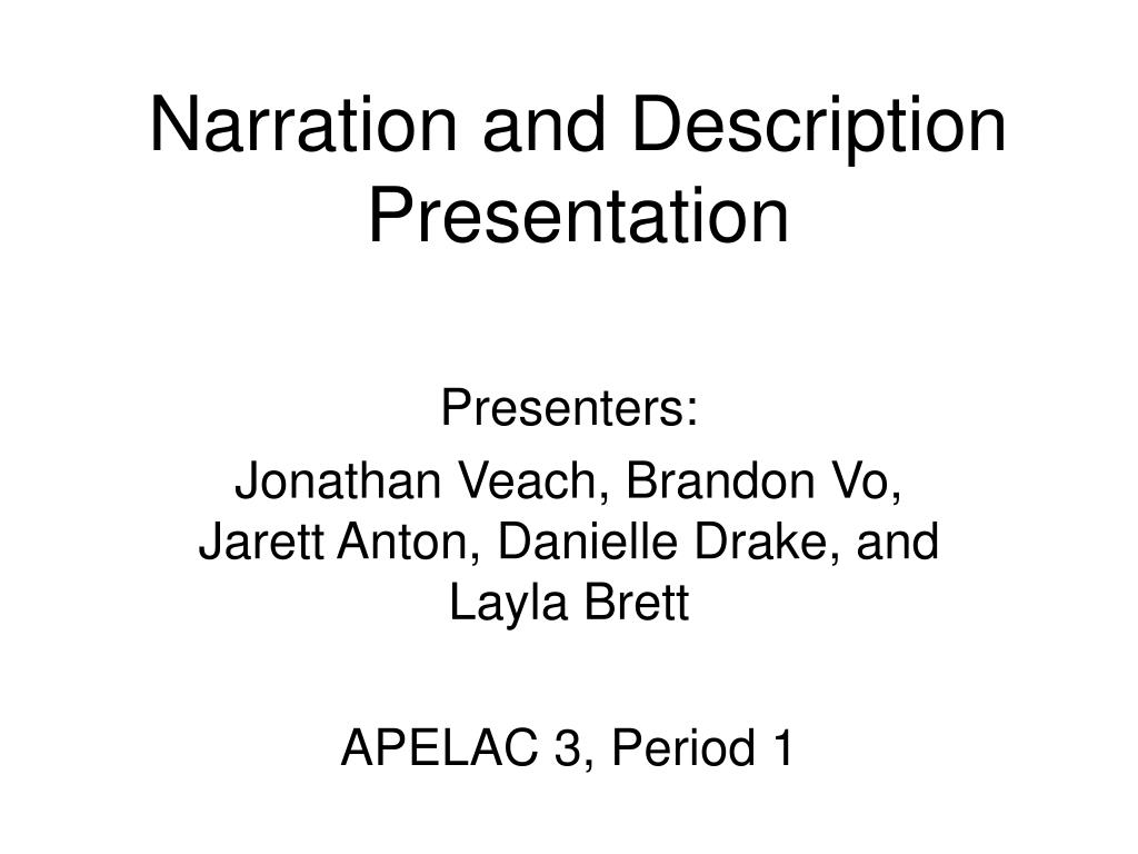 PPT - Narration and Description Presentation PowerPoint Presentation ...
