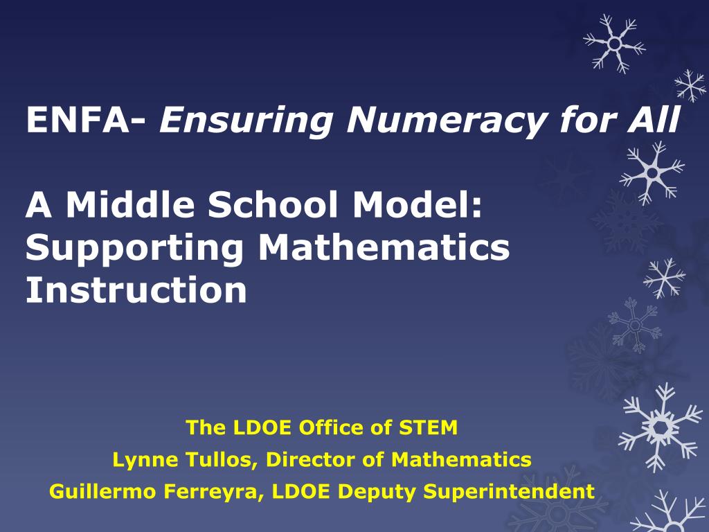 PPT - ENFA- Ensuring Numeracy for All A Middle School Model: Supporting ...