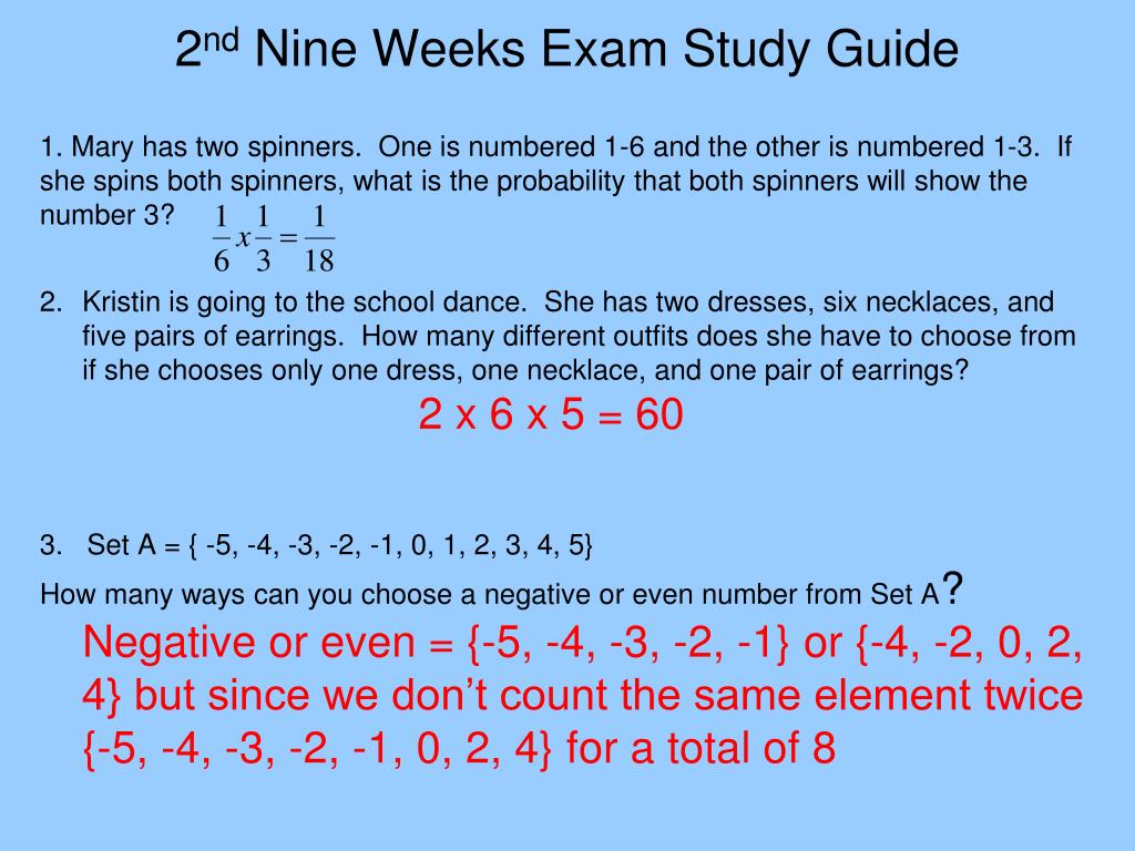 PPT - Comprehensive 9-Week Exam Study Guide for Probability and Algebra ...
