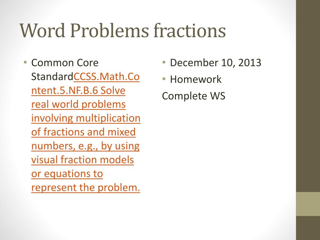 PPT - Word Problems fractions PowerPoint Presentation, free download ...