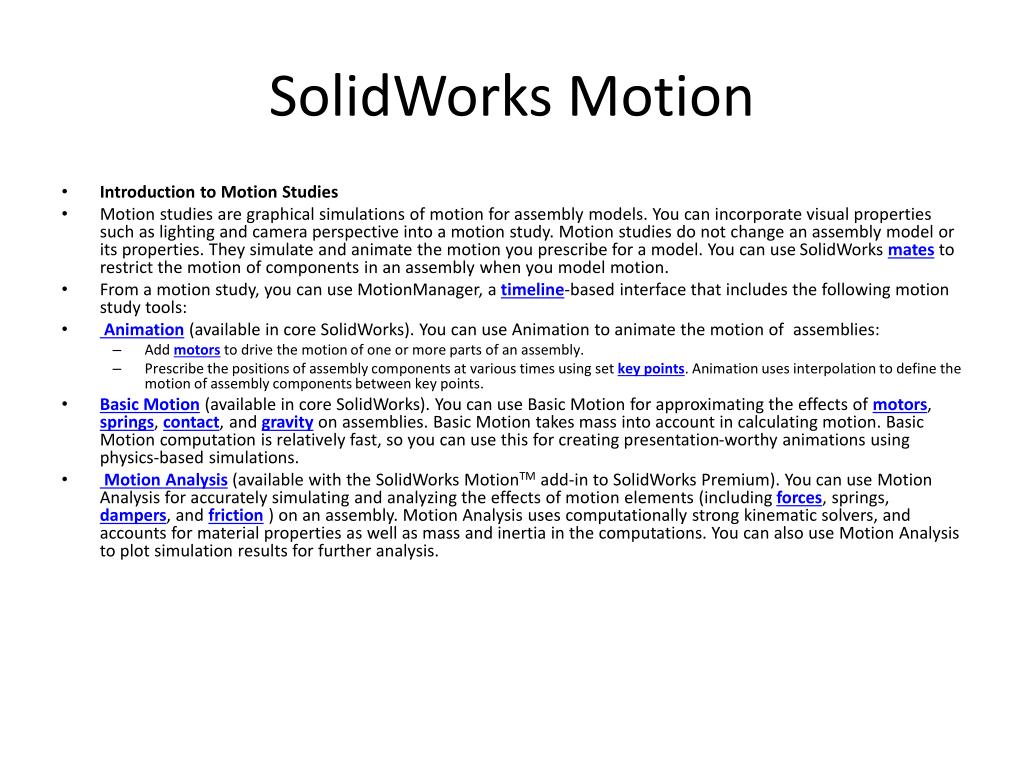 PPT - SolidWorks Motion PowerPoint Presentation, free download - ID:2669441