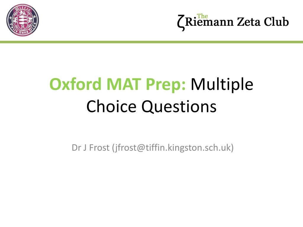 PPT - Oxford MAT Prep: Multiple Choice Questions PowerPoint ...