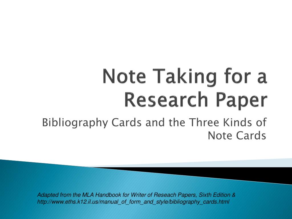 PPT - Note Taking for a Research Paper PowerPoint Presentation, free ...