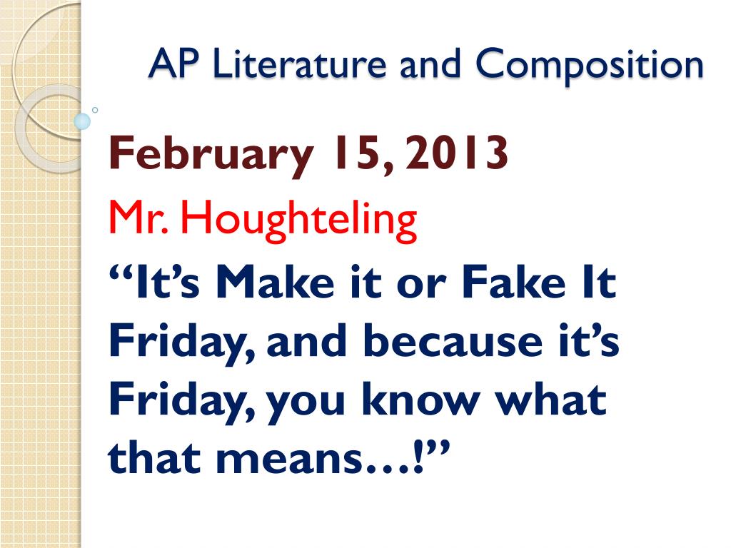 PPT - AP Literature and Composition PowerPoint Presentation, free ...