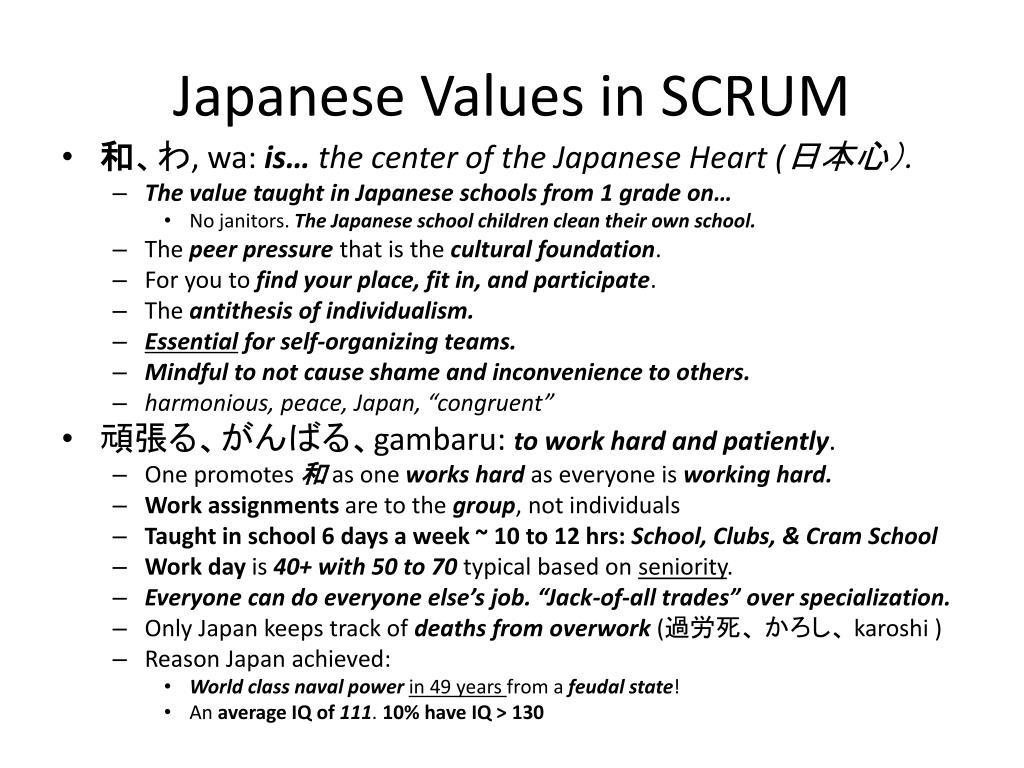 PPT - Japanese Values in SCRUM PowerPoint Presentation, free download ...