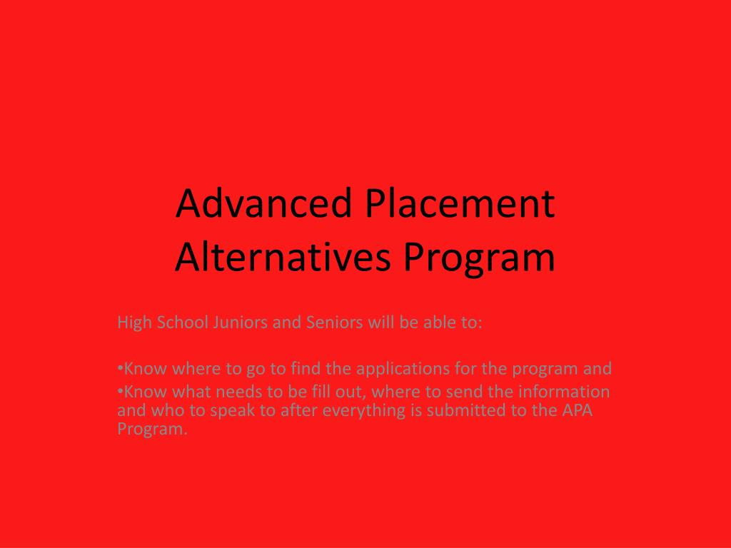 PPT - Advanced Placement Alternatives Program PowerPoint Presentation ...