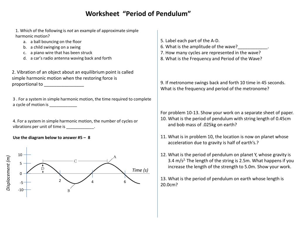 PPT - Worksheet “Period of Pendulum” PowerPoint Presentation, free ...