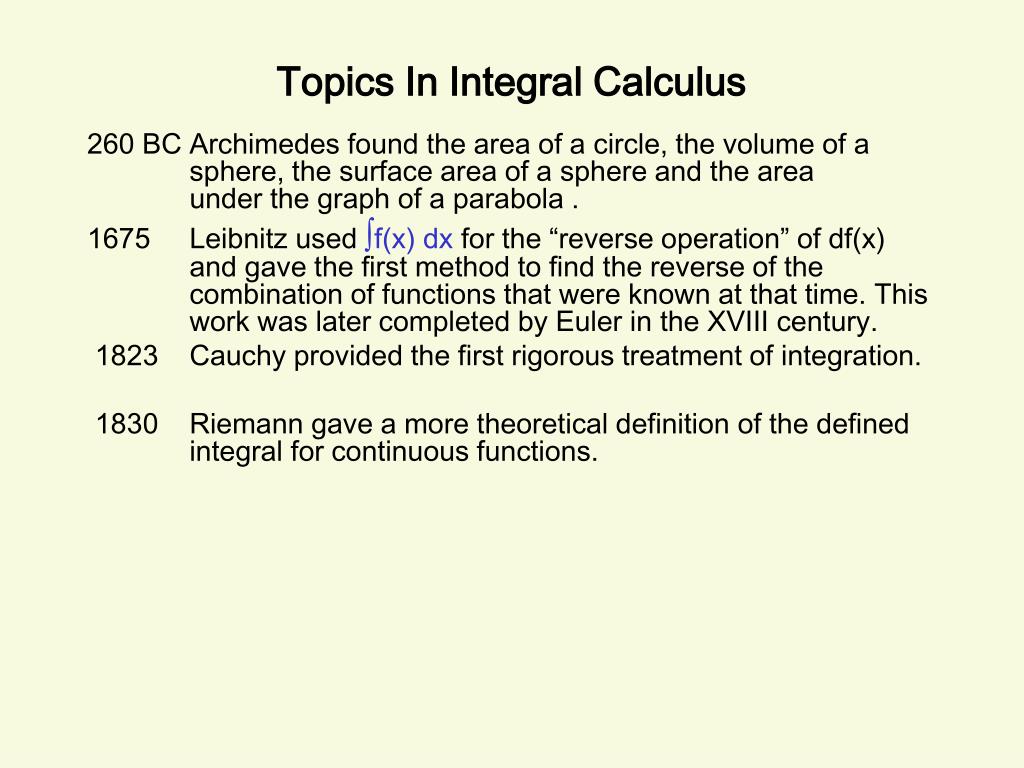 PPT - Mastering Integral Calculus: Foundations and Techniques ...