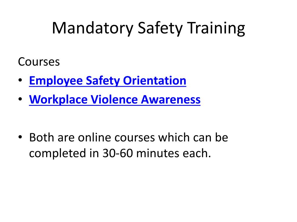 PPT - Mandatory Safety Training PowerPoint Presentation, free download ...