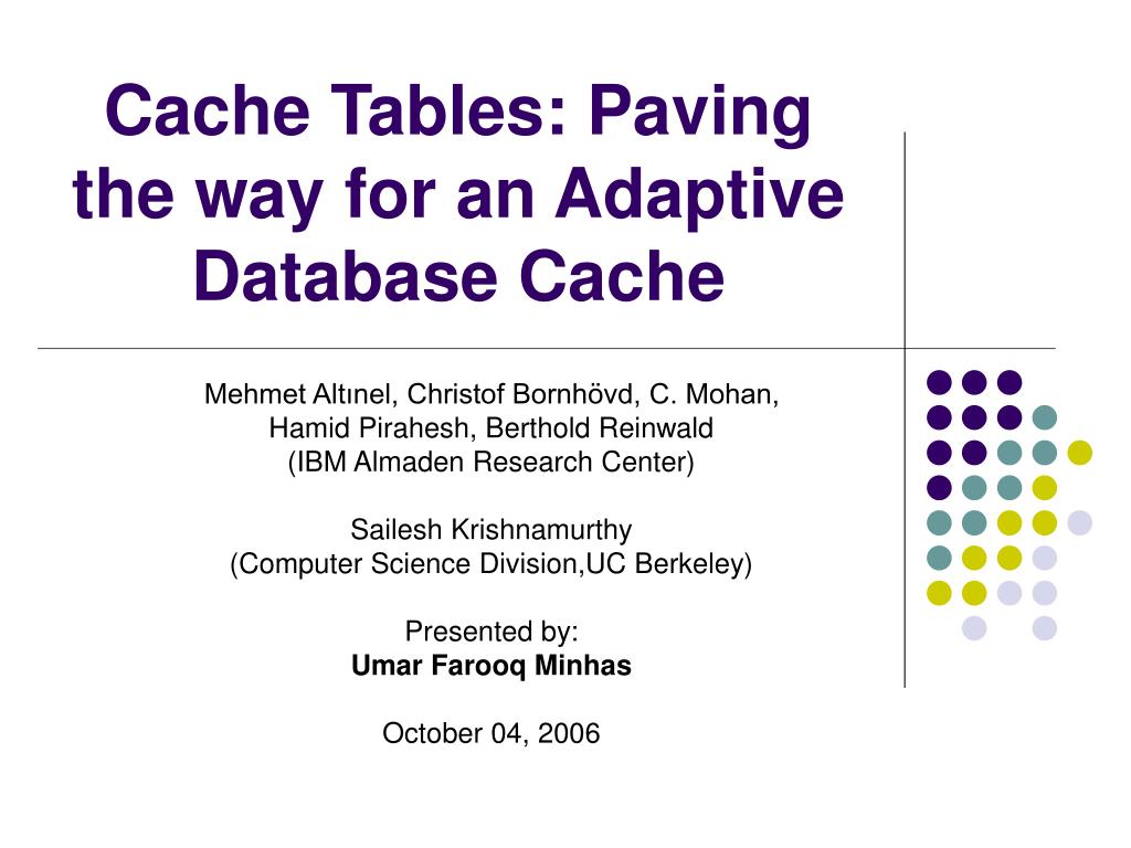 PPT - Cache Tables: Paving the way for an Adaptive Database Cache ...