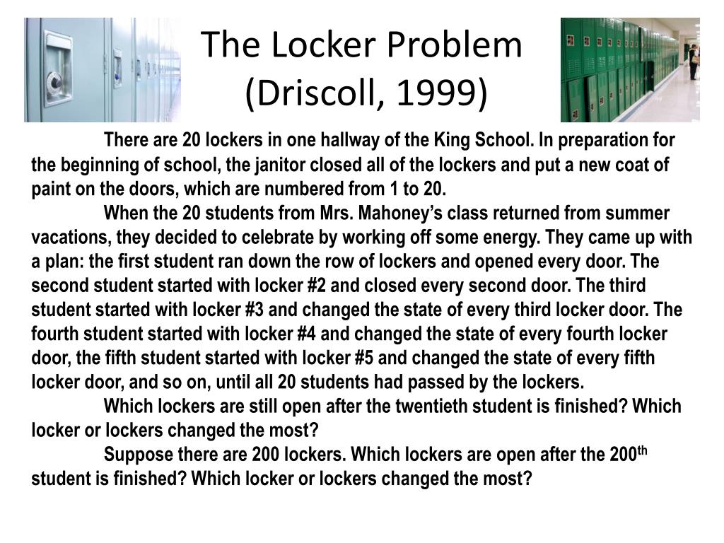 PPT - The Locker Problem (Driscoll, 1999) PowerPoint Presentation, free ...
