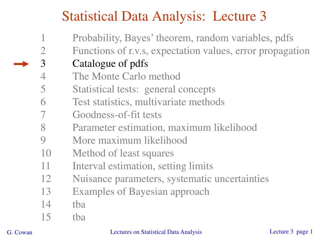 PPT - Statistical Data Analysis: Lecture 3 PowerPoint Presentation ...