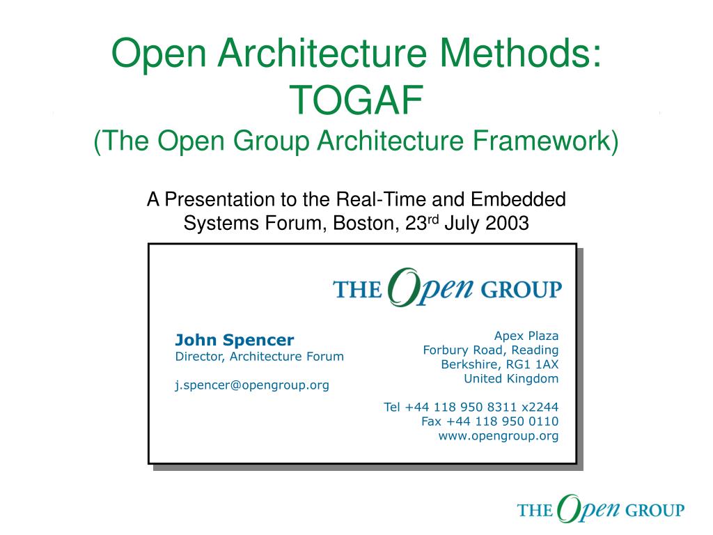 PPT - Open Architecture Methods: TOGAF (The Open Group Architecture ...