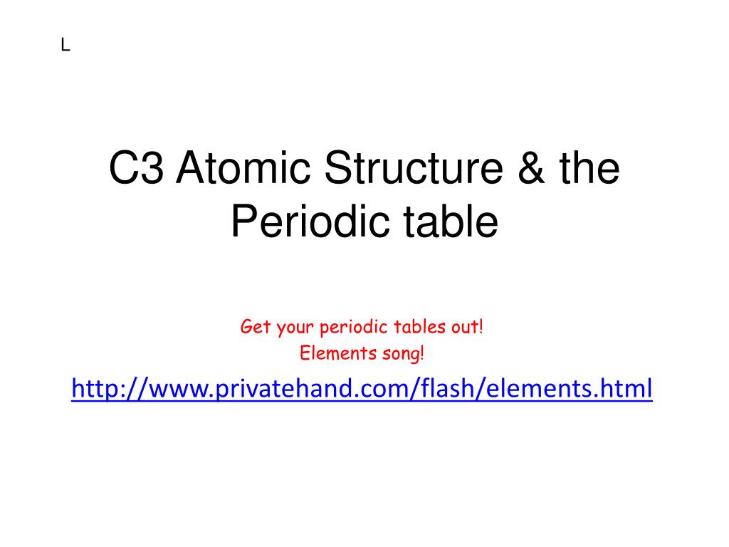 PPT - C3 Atomic Structure & the Periodic table PowerPoint Presentation ...