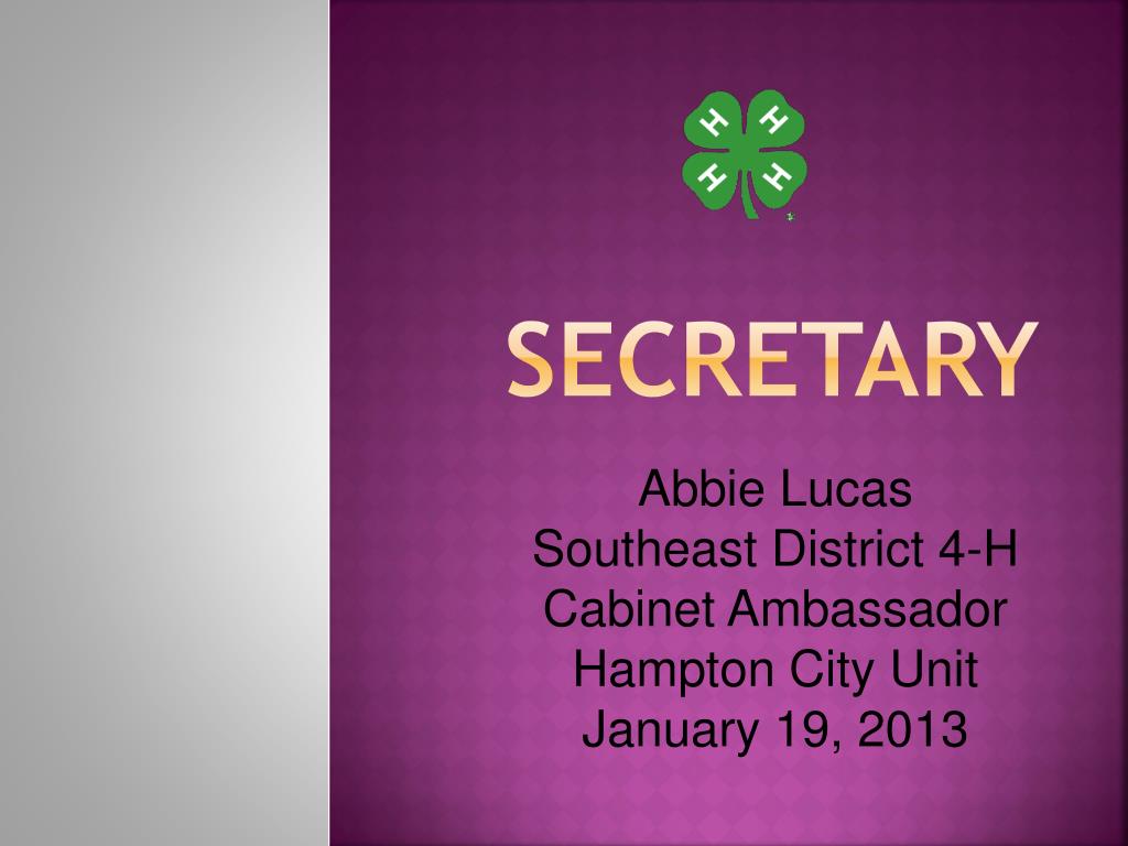 PPT - Secretary PowerPoint Presentation, free download - ID:2715538