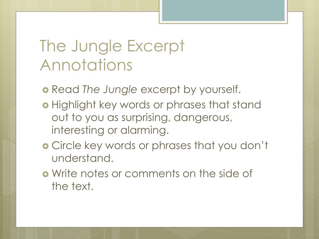 PPT - The Jungle Excerpt Annotations PowerPoint Presentation, free ...