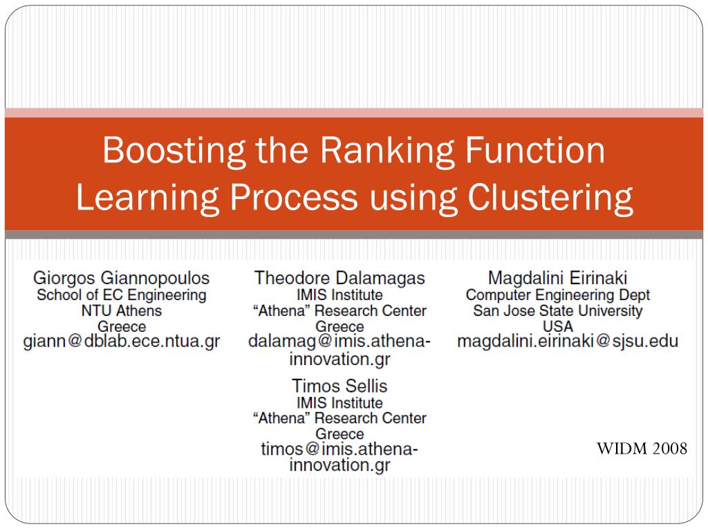 PPT - Boosting the Ranking Function Learning Process using Clustering ...