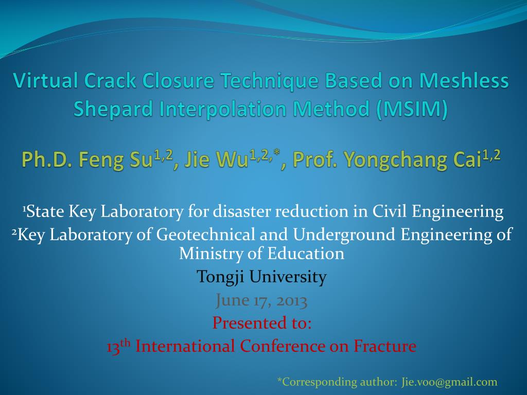 PPT - Virtual Crack Closure Technique Based on Meshless Shepard ...