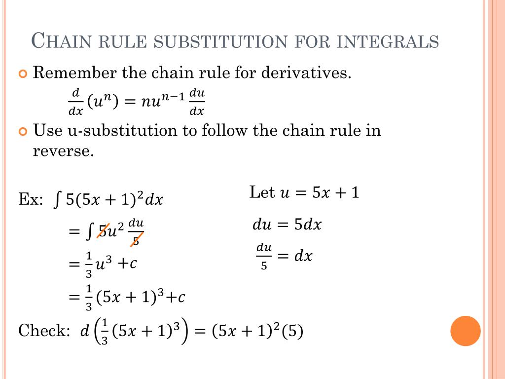 PPT - Chain rule substitution for integrals PowerPoint Presentation ...