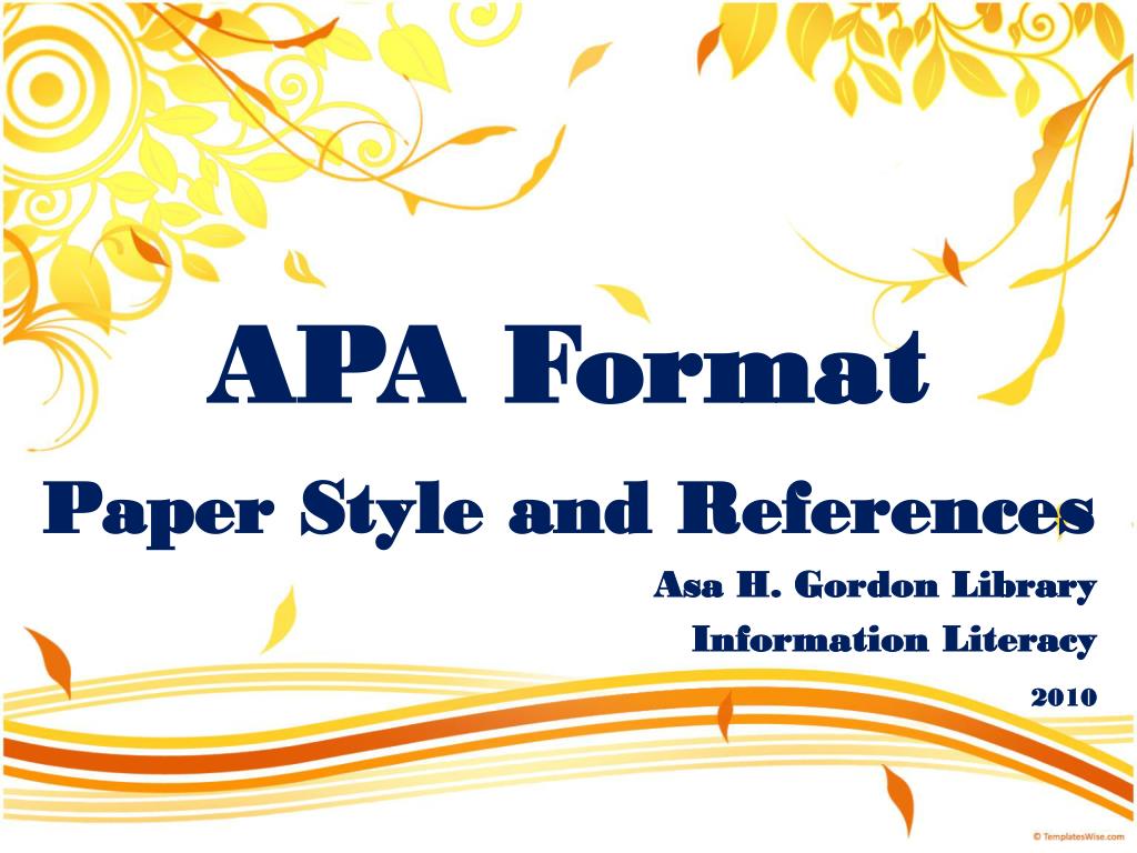 PPT - APA Format PowerPoint Presentation, free download - ID:2747326