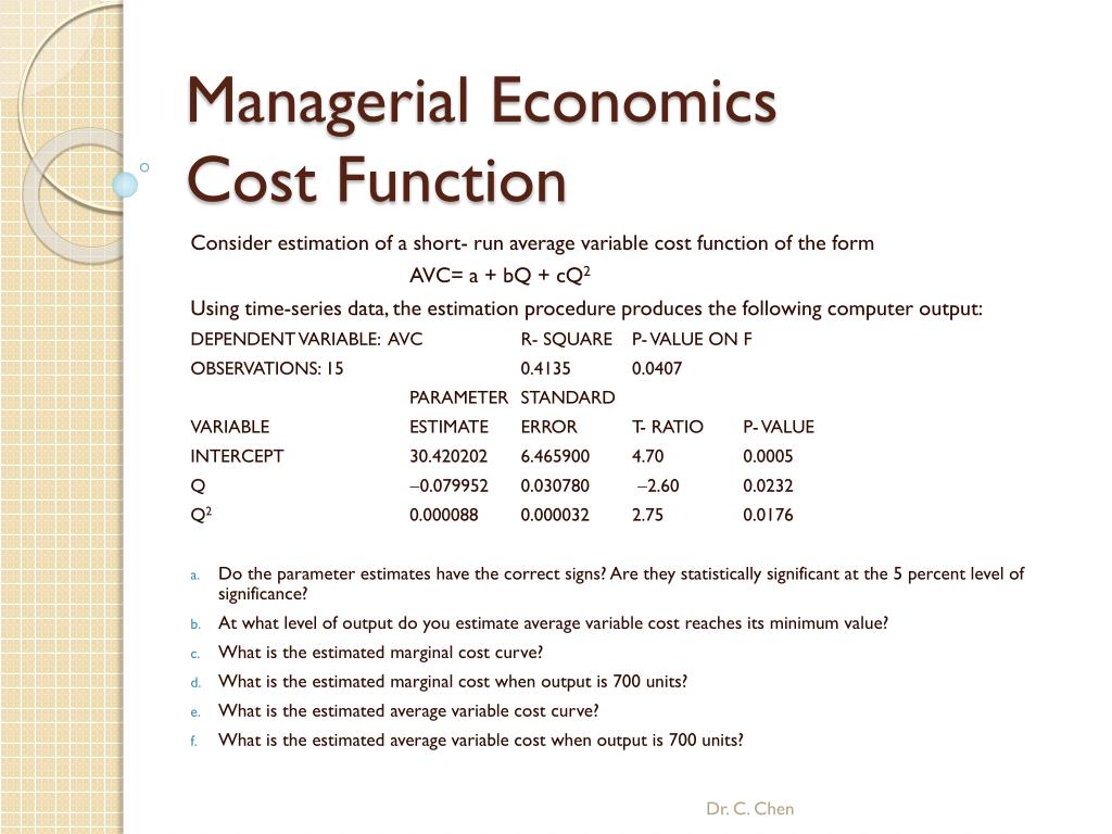 PPT - Managerial Economics Cost Function PowerPoint Presentation, free ...