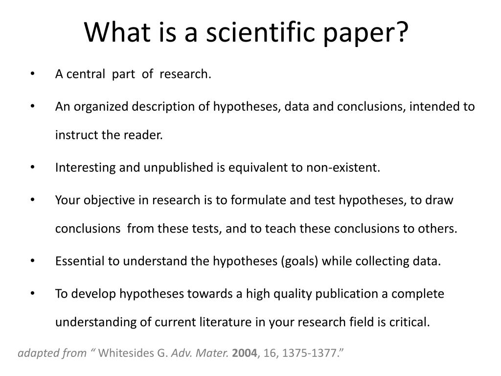 PPT - What is a scientific paper? PowerPoint Presentation, free ...