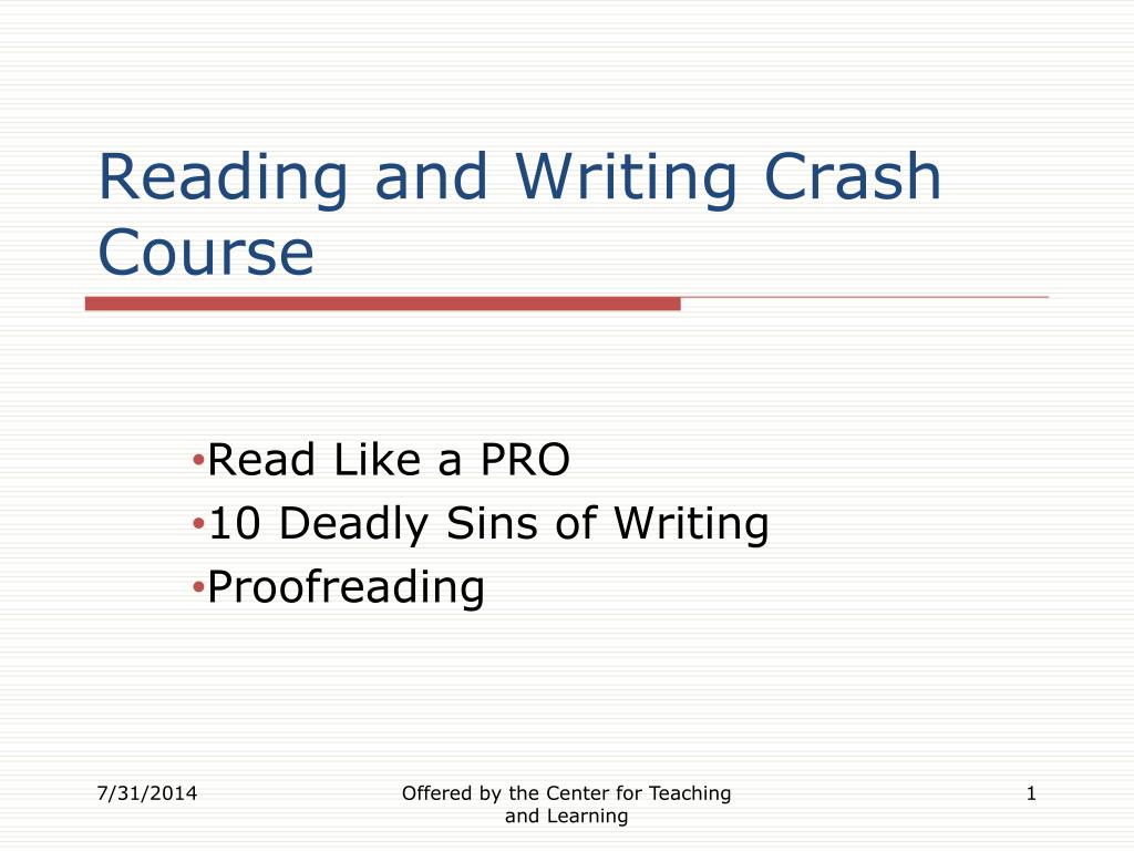 PPT - Reading and Writing Crash Course PowerPoint Presentation, free ...