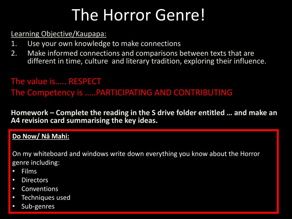 PPT - The Horror Genre! PowerPoint Presentation, free download - ID:2764142