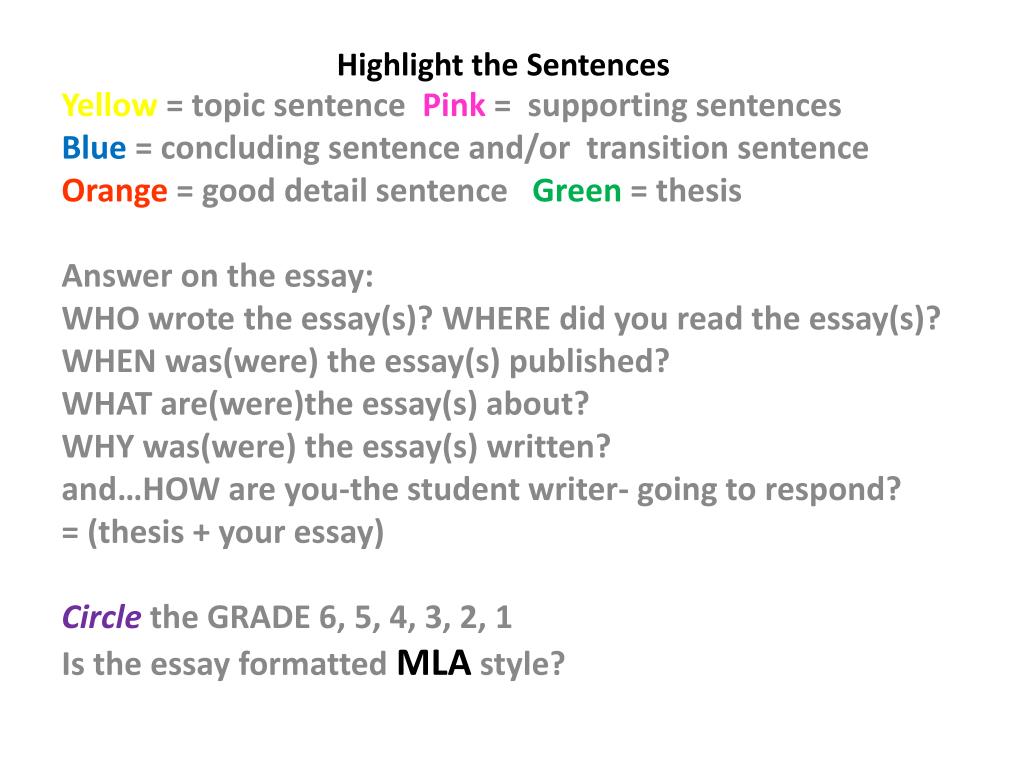 PPT - Highlight the Sentences PowerPoint Presentation, free download ...