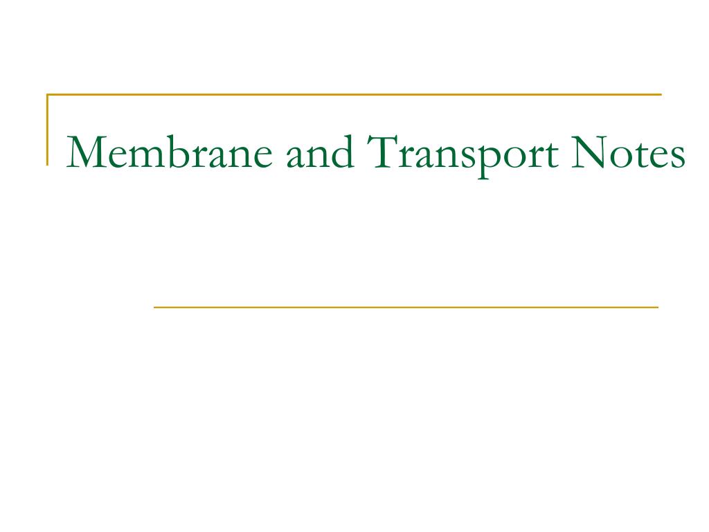 PPT - Membrane and Transport Notes PowerPoint Presentation, free ...