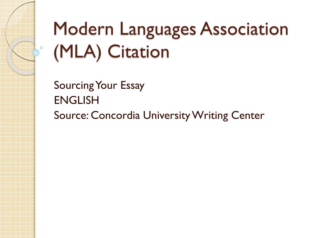 PPT - Modern Languages Association (MLA) Citation PowerPoint ...