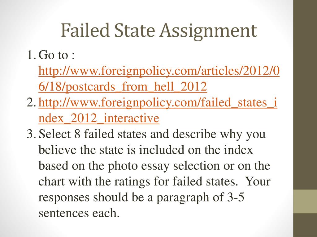 PPT - Failed State Assignment PowerPoint Presentation, free download ...