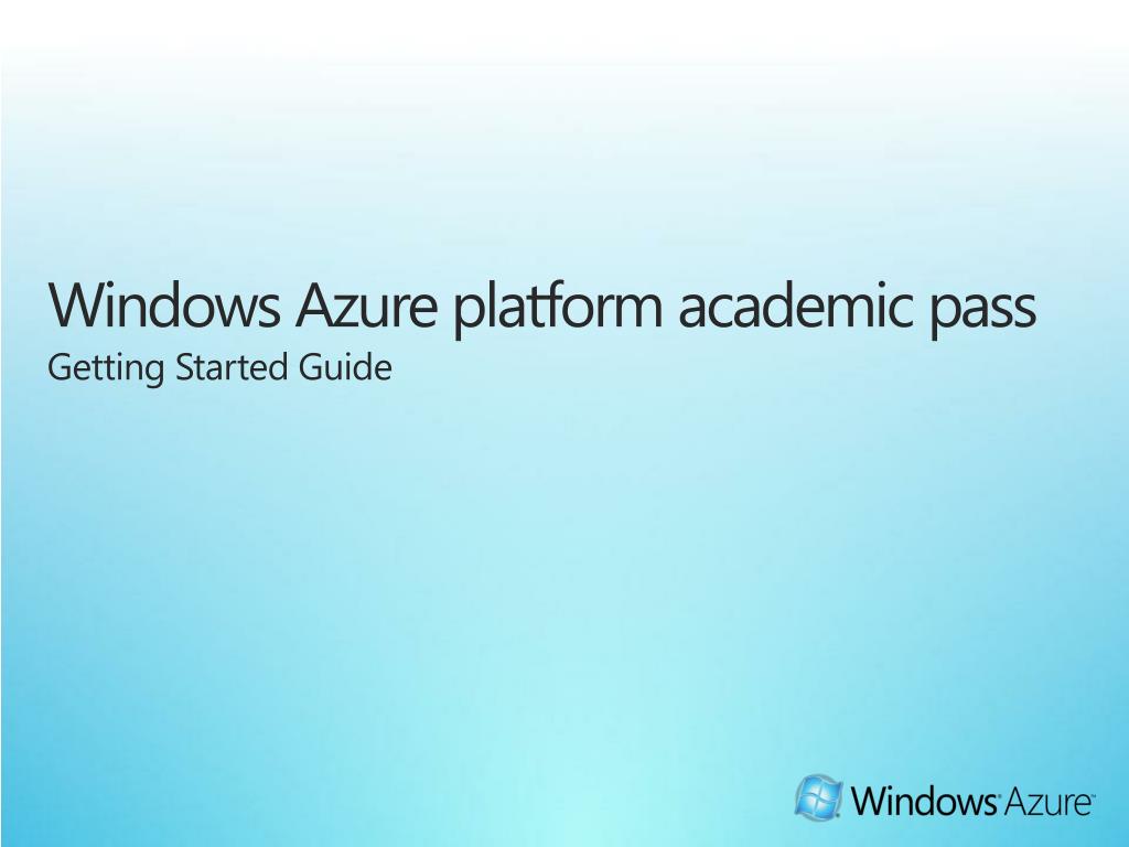 PPT - Windows Azure platform academic pass PowerPoint Presentation ...
