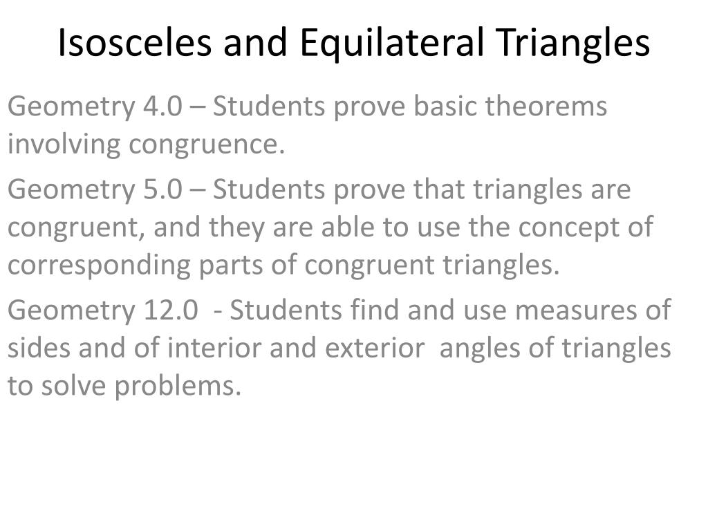 PPT - Exploring Isosceles and Equilateral Triangles: Geometry Theorems and Problem Solving ...