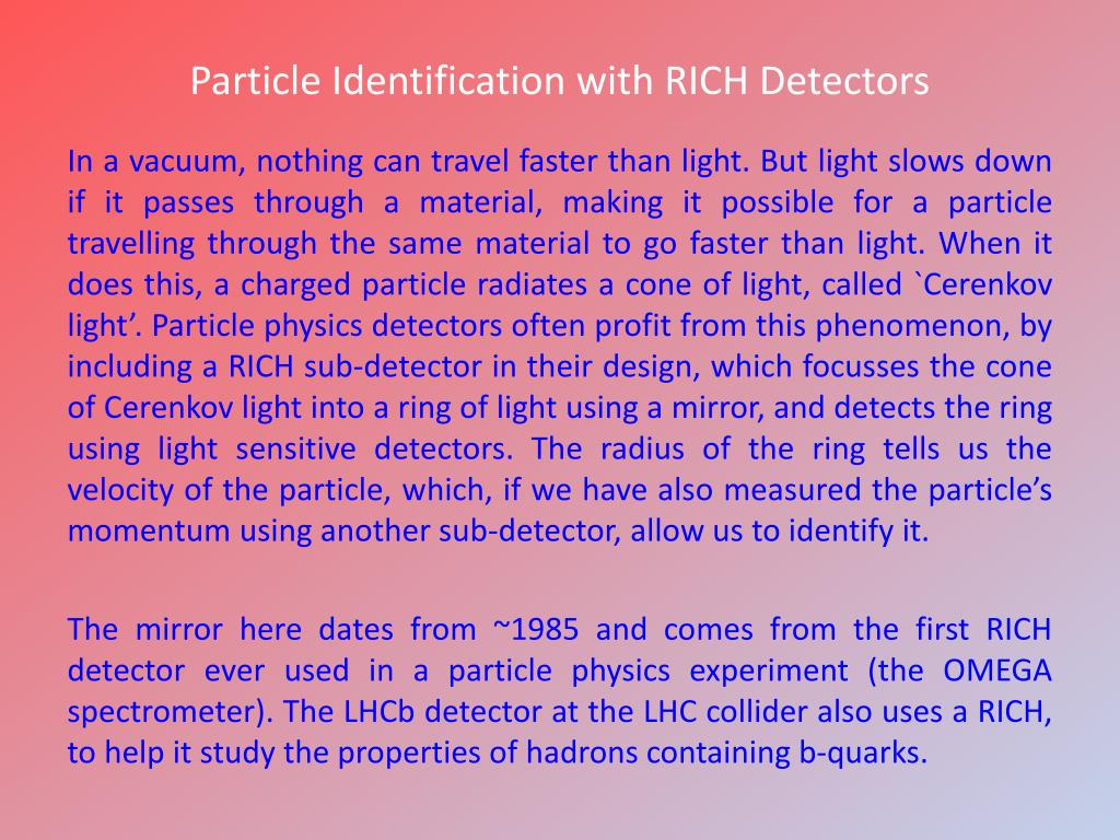 PPT - Exploring Particle Velocities with RICH Detectors PowerPoint ...