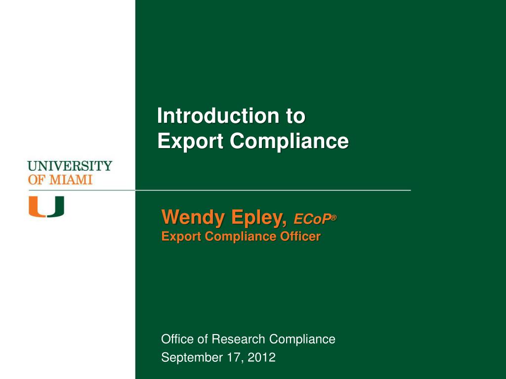PPT - Introduction to Export Compliance PowerPoint Presentation, free ...
