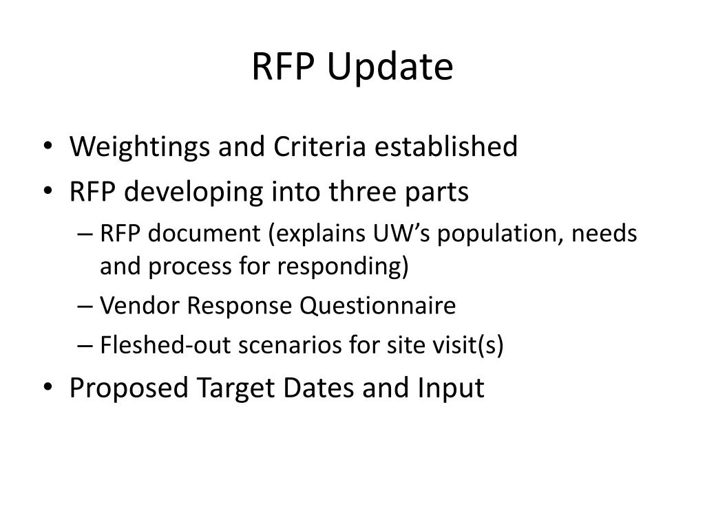 PPT - RFP Update PowerPoint Presentation, free download - ID:2809882