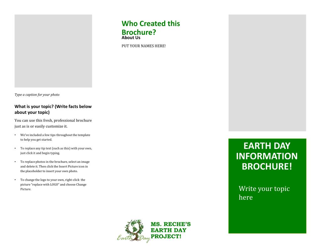 PPT - Earth day Information brochure! PowerPoint Presentation, free ...