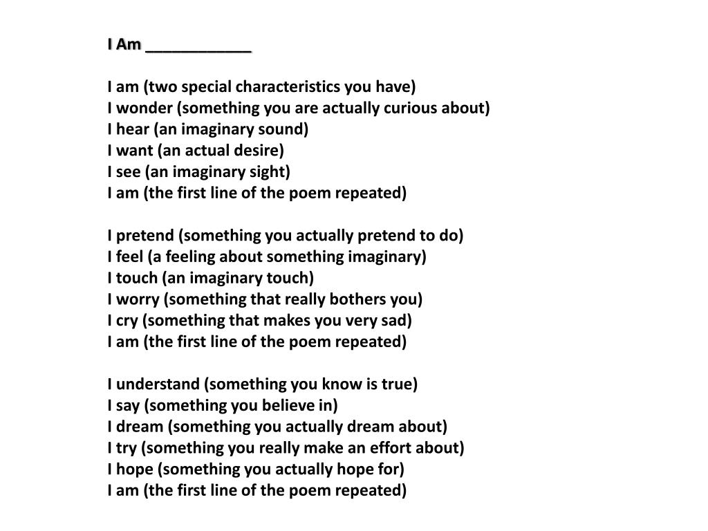PPT - I Am ____________ I am (two special characteristics you have ...