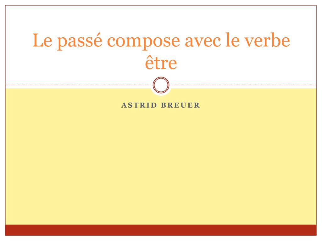 PPT - Le passé compose avec le verbe être PowerPoint Presentation, free ...