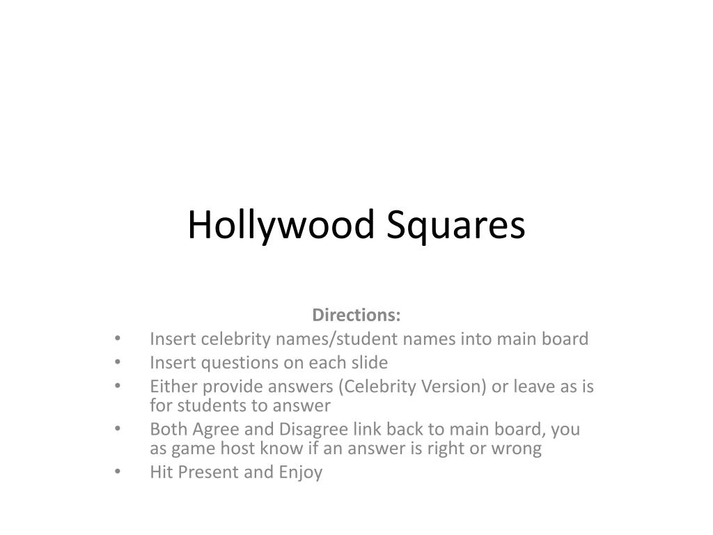 PPT - Hollywood Squares PowerPoint Presentation, free download - ID:2824255