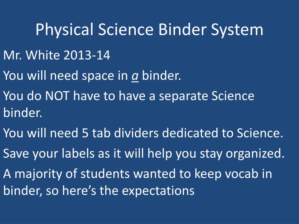 PPT - Physical Science Binder System PowerPoint Presentation, free ...