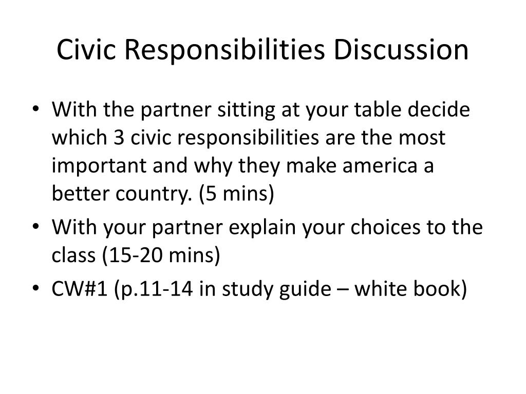 PPT - Civic Responsibilities Discussion PowerPoint Presentation, free ...