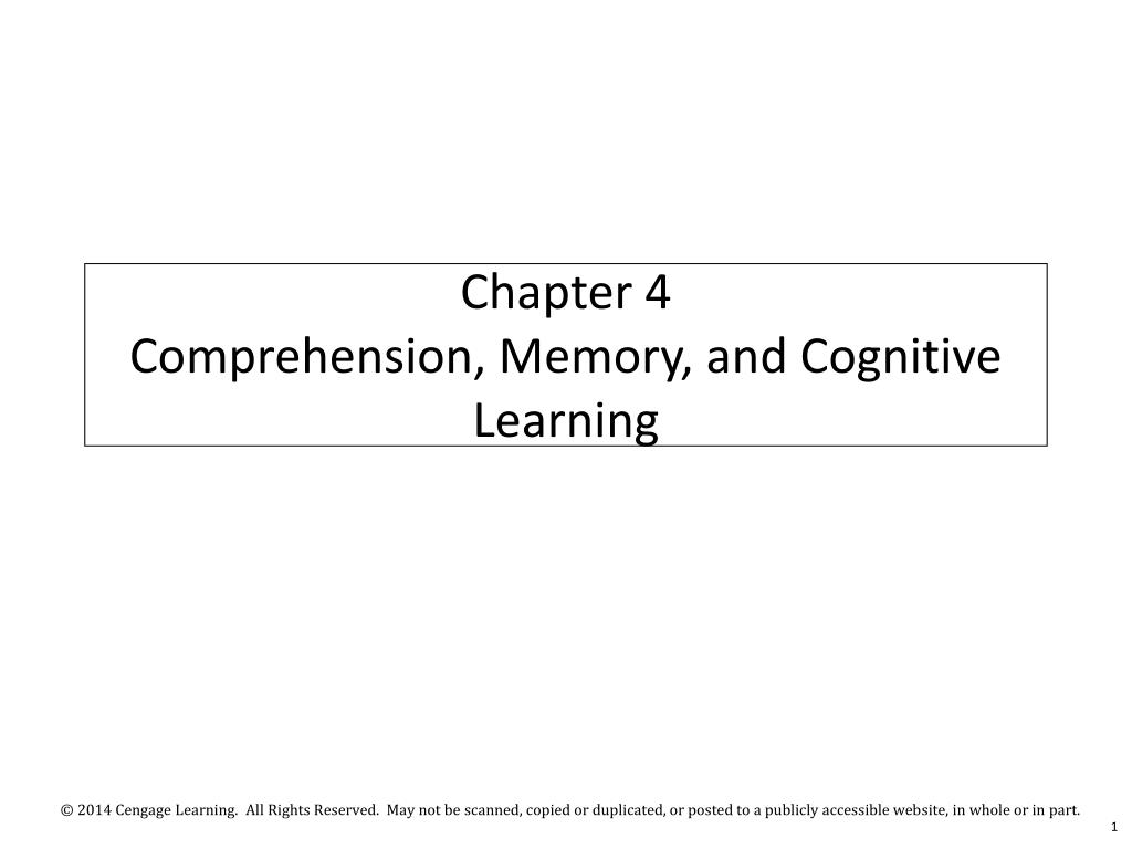 PPT - Chapter 4 Comprehension, Memory, and Cognitive Learning ...