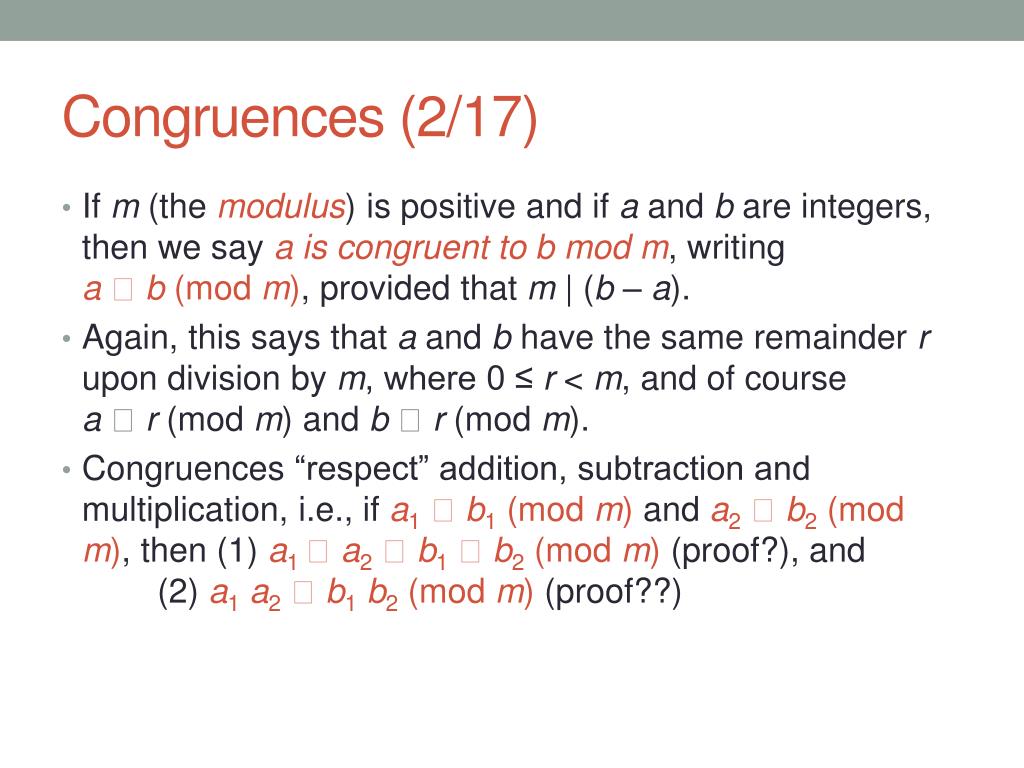 PPT - Understanding Congruences in Mathematics: Rules and Solutions ...