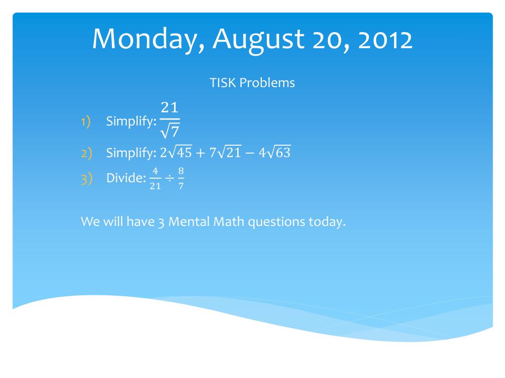 PPT - Monday, August 20, 2012 PowerPoint Presentation, free download ...