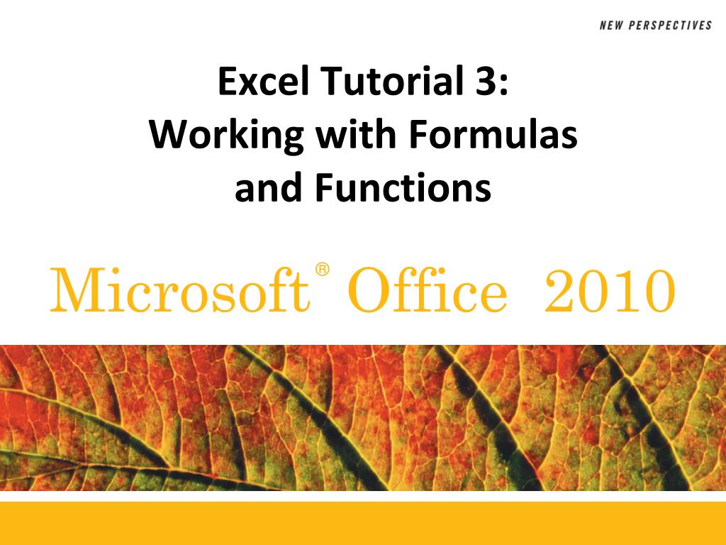 Ppt Excel Tutorial 3 Working With Formulas And Functions Powerpoint Presentation Id2841936