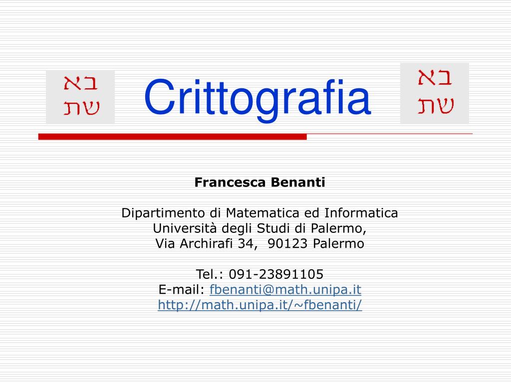 PPT - Crittografia PowerPoint Presentation, free download - ID:2851042