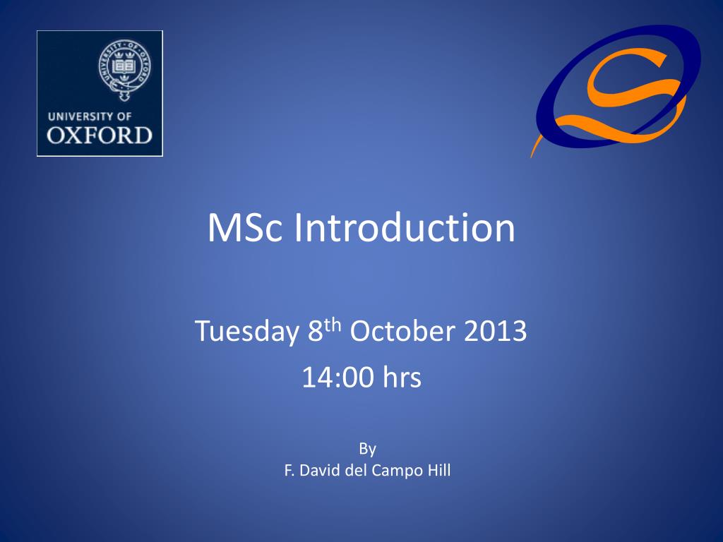 PPT - MSc Introduction PowerPoint Presentation, free download - ID:2851605